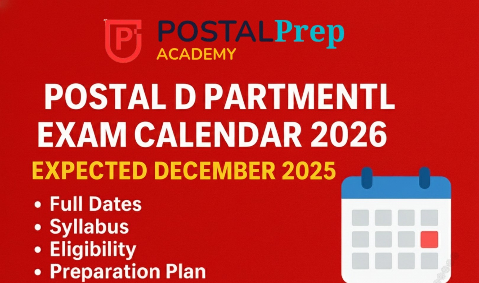 Postal Departmental Exam Calendar 2026 (LDCE) — Expected December 2025 ...